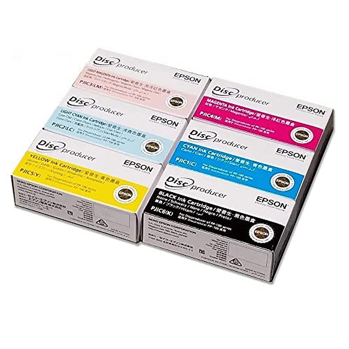 C13S02A9991 Ink Cartridge 6 Color (Cyan, Yellow, Magenta, Black, Light Cyan, Light Magenta) Set for DiscProducer PP-100 PP-50 in Retail Packaging, Each