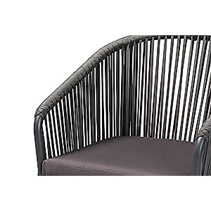 Baxton Studio Marcus Modern and Contemporary Grey Finished Rope and Metal Outdoor Dining Chair
