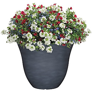 Classic Home and Garden Indoor/Outdoor Round Honeysuckle Resin Flower Pot Planter, Zinc Grey, 13" (Pack of 4)