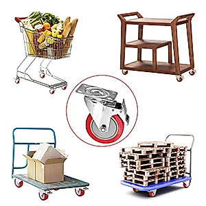 4" Swivel Plate Caster Wheels, PRITEK Heavy Duty Metal Caster Wheels Lock The Top Plate and The Wheels Replacement for Industrial Trailer or Large Home Furniture (Bearing 300lbs Each, Set of 4)