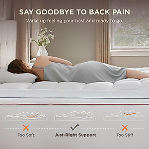 Bedsure Twin XL Mattress Topper Dorm Bedding - Extra Thick Mattress Pad Cover with Deep Pocket, Plush Soft Pillow-Top Bed Topper for Back Pain Relief, Overfilled with Down Alternative Filling, White