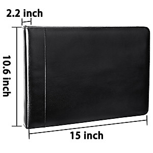 Antner Zippered 7 Ring Business Check Binder Portfolio for 3-Up Business Size Checks, PU Leather 7 Ring Checkbook Binder 600 Checks Capacity for 9 × 13 Inch Sheets, Built-in Storage Organizer, Black