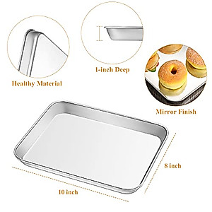 Stainless Steel Baking Sheet Set of 2, Deedro Cookie Sheet Metal Baking Pan Oven Tray, Non Toxic & Heavy Duty, Rust Free & Mirror Finish, Easy Clean & Dishwasher Safe, 10 x 8 x 1 Inch
