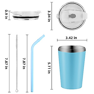 Rommeka Kids Stainless Steel Tumblers with Lids and Straws - 12oz Double Wall Spill Proof Insulated Cup, Reusable Drinking Smoothie Toddler Sippy Cups for Boys and Girls, 4 Pack