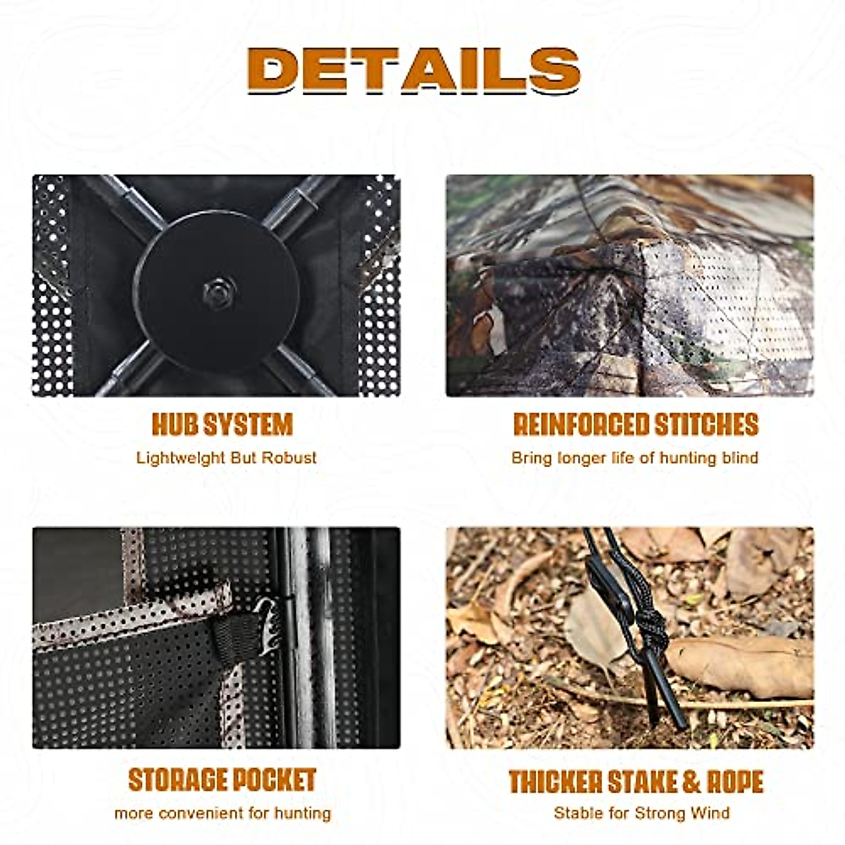 HUNT MONSTER Hunting Blind 2-3 Person with Tri-Leg Hunting Stool, 270 Degree See Through Pop up Ground Blinds for Deer Turkey Duck Hunting, Bow Hunting Adjust Windows with Silent Zipper