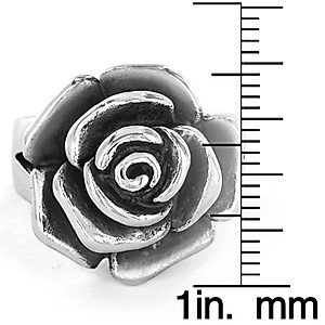 West Coast Jewelry | ELYA Stainless Steel Blooming Antiqued Rose Ring - Size 8