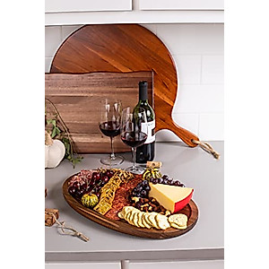 BirdRock Home 16.5" Acacia Oval Serving Platter | Charcuterie Board for Party Appetizers | Cheese Grazing Board | Kitchen Serving Platter | Espresso