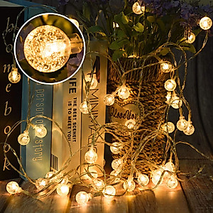 Battery Powered String Lights（2-Pack）, 50-LED Globe String Lights with 8-Lighting Modes, Battery Operated Waterproof String Lights for Home, Party, Christmas, Wedding, Garden Decoration 33.4ft