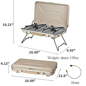Naturehike 2-Burner Camping Stove, Portable Camping Grill/Stove with Adjustable Burners, Wind Guards, and 17061 Total BTUs of Power, Perfect for Camping & Hiking