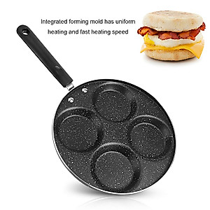 Joyzan 4 Cup Egg Frying Pan, Aluminum Non Stick Pancake Fried Pan Multi Skillet Omelet Nonstick Circle Breakfast Swedish Crepe Burgers Bacon Beige Vegetable Patties Gas Stove Cooker Induction Camping
