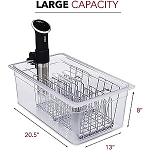 VÄESKE Large Sous Vide Container 26 Quarts with Lid, 2 Sous Vide Racks & Insulating Sleeve | Neoprene Retains Heat | Compatible with Anova, Anova Nano, Joule, Instant Pot, Sous Vide Cookers (26 QT)