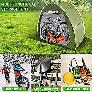 Silver Painted Bike Storage Tent Shed, 79'' Outdoor Portable Cover for Bike, Lawn Mower & Garden Tools Bike Shelter, Waterproof Multifunctional Storage Tent Green