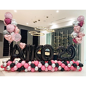 Black Letter K Balloons, 40 Inch Alphabet K Letter Balloons Foil Mylar Big Letter Balloons for Birthday Party Anniversary New Year Graduation Wedding Decorations