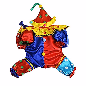 Dog Halloween Costume Puppy Clothes Cosplay Clown Clothes Pet Costumes for Small Dogs Cats Halloween Party Pet Photo Props Supplies for Halloween Small Dogs and Cats Cosplay Party Supplies
