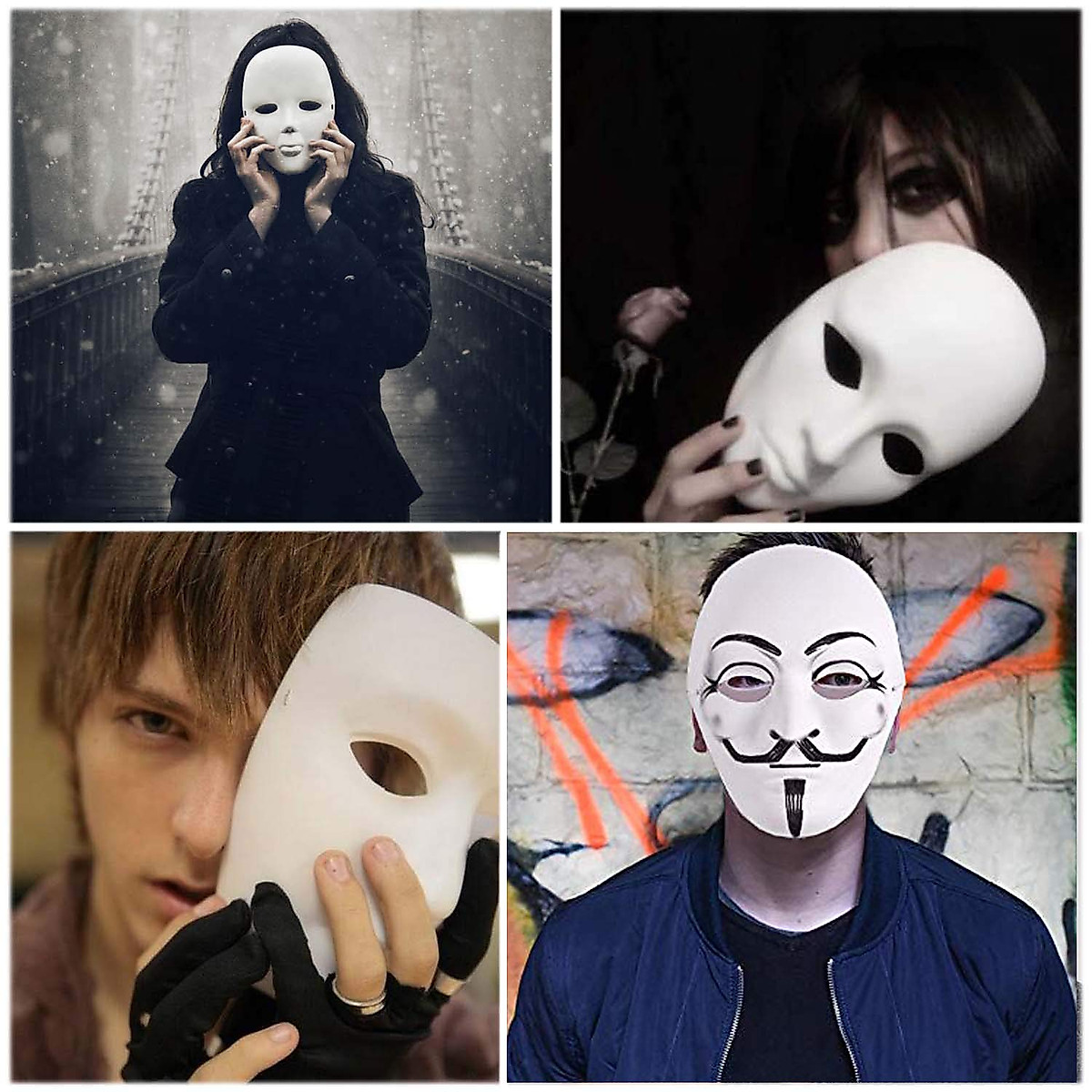 Lynkaye White Plain Masks,16 pcs DIY Unpainted Masquerade Masks Craft Mardi Gras Dance Cosplay Party Mask Costume (16 Pcs) (Style A)