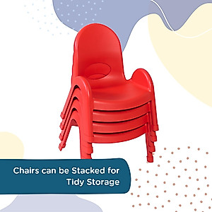 Children's Factory Value Stack Kids Chair, Preschool/Homeschool/Daycare Furniture, Flexible Seating Classroom Furniture for Toddlers, Red, 5" (AB7705PR)