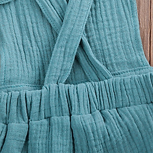 Mubineo Toddler Girl Boy Basic Plain Pocket Bib Overalls Summer Overall Shorts (Grey Blue, 3T)