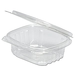 Genpak AD08 Clear Hinged Deli Container 8oz 5 3/8 x 4 1/2 x 1 1/2 100/Bag 2 Bags/Carton