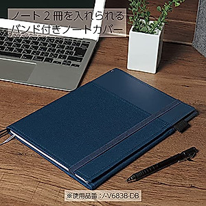 KOKUYO Systemic Synthetic Leather Cover Notebook, with One A5, B 6mm Ruled, 28 Lines, 50 Sheets, Twin Ring Edge Title Notebook, Navy Blue, Japan Import (NO-V685B-DB)