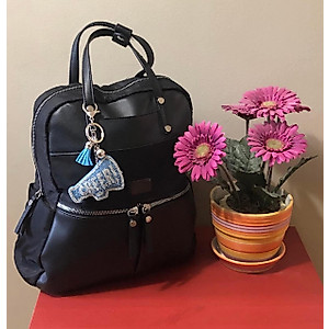 Popfizzy Rhinestone Blue Cheer Keychain for Girls, Bling Backpack Charm for Cheerleaders, Crystal Bag Charm Key Fob