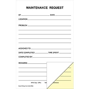 Maintenance Request Forms on 2 Part Carbonless Paper (Pack of 100)