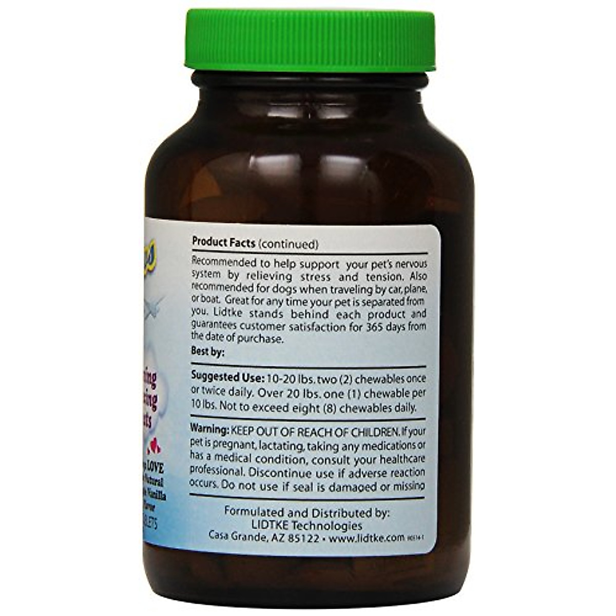 Lidtke Technologies Travel Paws L-Tryptophan Pet Relaxant Tablets, 60 Tablets