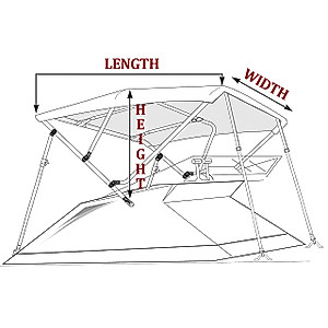 SBU Light Grey Stainless Steel 3-Bow Bimini Top Compatible for Regal 1900 FASTRAC BR W/SWPF for Model Years 2010-2017