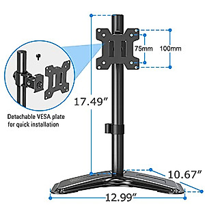 MOUNTUP Single Monitor Stands, Freestanding VESA Monitor Desk Mount fits 13'' to 32'' Computer Screen with Height Adjustable, Swivel, Tilt, Rotation, VESA 75x75 100x100 MU0023