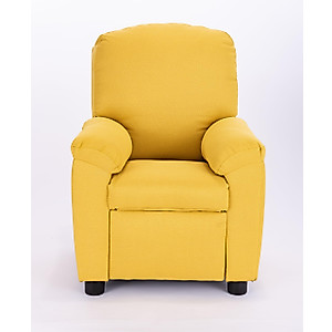 Q-Max Sofa Chair with Pillow Top Armrest and Footrest, Yellow Finish Children Recliner
