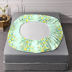 VTKON Green Queen Floral Sheets for Girls Women Adults Botanical Sheets Soft Microfiber Cute Floral Sheets Set for Room Decor with 1 Flat Sheet+ 1 Fitted Sheet+ 2 Pillowcases