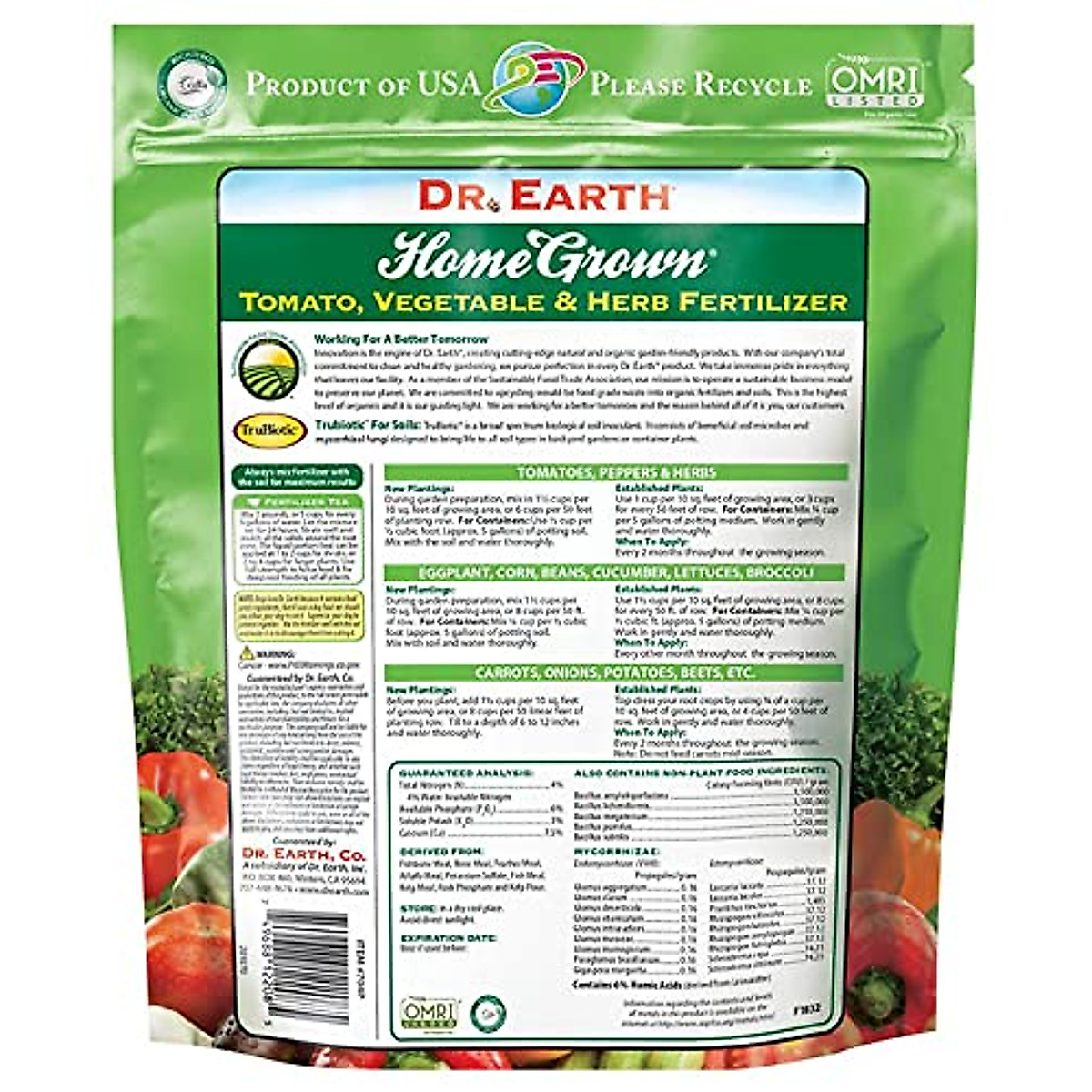 Dr. Earth Organic 5 Tomato, Vegetable & Herb Fertilizer Poly Bag