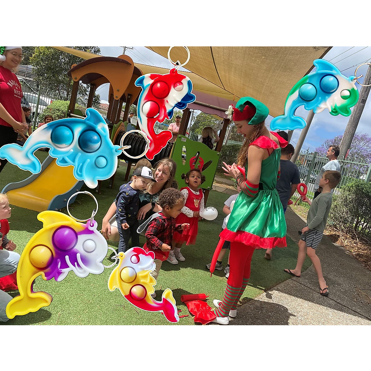 Roaqua (Students Gifts and Dolphin Party Favors) 20 Packs Bulk Mini Pop for Kids,Cool Shape Sensory Small Bubble Fidget Tools