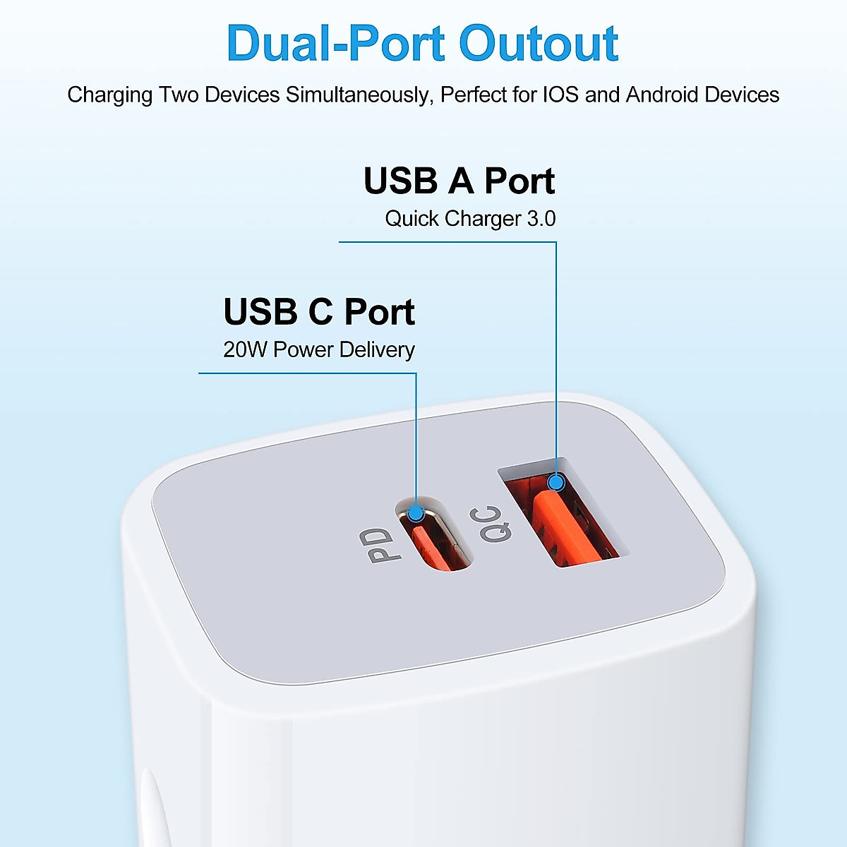 Super Fast Pixel 7a Charger Type C,20W USB C Wall Charger Dual Port Fast Charging Block & 6ft Android Phone Cable for Samsung Galaxy A54 5G,A14,A23,A13,A34,S23,S22,S21 FE,A53,A03s,Z Fold 4;Pixel 7 7A
