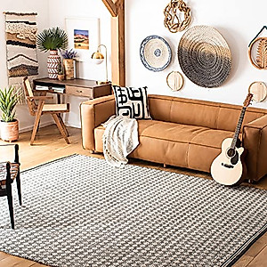 Safavieh Kilim Collection 8' x 10' Black/Ivory KLM376Z Flatweave Premium Wool Living Room Dining Bedroom Area Rug