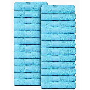 BELIZZI HOME Ultra Soft Cotton Washcloths, Contains 24 Piece Face Cloths 12x12 inch, Ideal for Everyday use Face Towels, Compact & Lightweight Multi Purpose Washcloths - Turquoise Blue