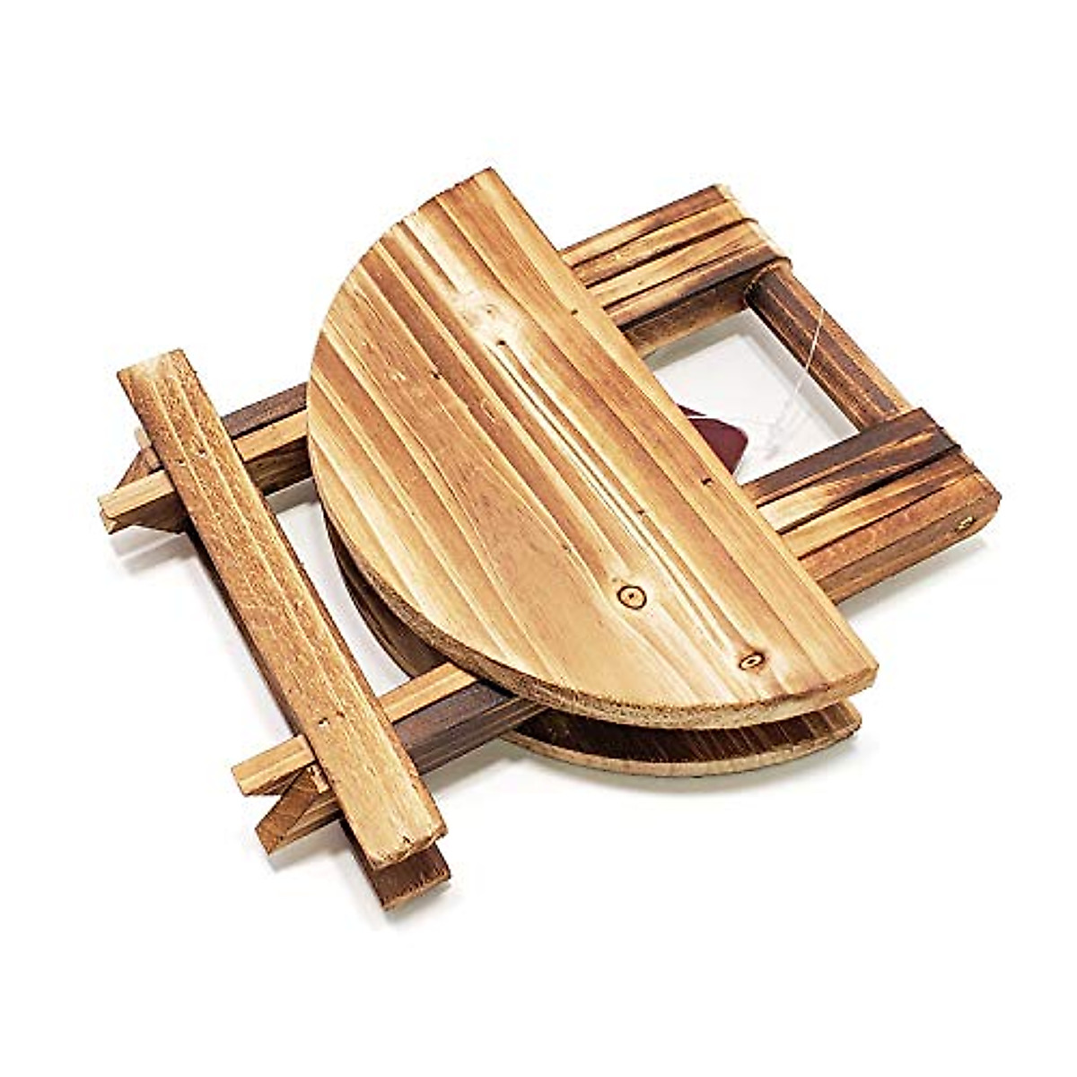 Burned Cedar Wood Bonsai Tree Flower and Plant Stands Bundle with Rectangular and Circular Stand