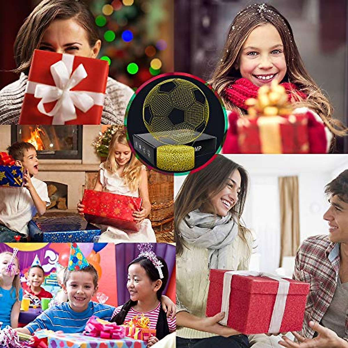 ZoyinGifts 3D Soccer Night Lights Illusion LED Lamps Remote Controller USB Powered RGB Colors Changeable Gifts for Boys Football Lovers for Birthdday Christmas(Soccer)