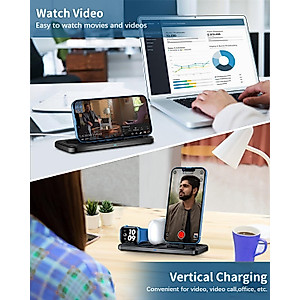 3 in 1 Charging Station for Apple Devices Foldable Charging Stand with 18W Adapter Compatible with iPhone Series AirPods Pro/3/2/1 Charging Dock for iWatch Series SE/7/6/5/4/3/2/1