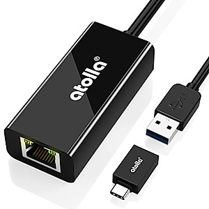 USB to Ethernet Adapter, atolla USB 3.0/Type-C to Ethernet Gigabit Ethernet LAN Network Adapter, Compatible for MacBook Pro/Air, Dell XPS and More