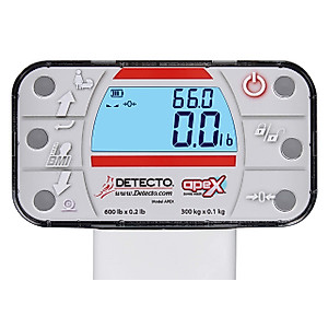 Detecto APEX-SH-C-AC Digital Physician Scale w/Sonar Height Rod AC Adapter WiFi Bluetooth 600 lb x 0.2 lb, 24" to 87.5"