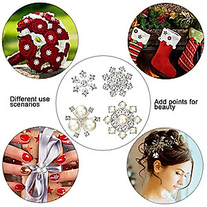 WILLBOND 80 Pieces Rhinestone Buttons Embellishment Buttons Fake Pearls Flat Back Flower Rhinestone Buttons for Jewellery Making Home Wedding Party Decoration