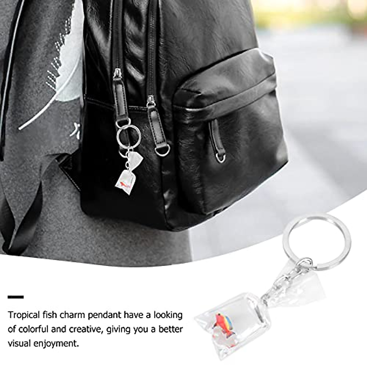 Generic Fish Charm Keychain Fish Water Bag Charms Tropical Fish Key Ring Bag Pendant Decors Orange 5.20X2.70X0.20cm 25G7A31H103GPEMH