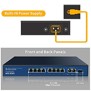 {19 Port} Gigabit Ethernet Unmanaged Network Switch, Home Power Over Internet Hub Router, Office Poe Splitter, Plug-and-Play, Fanless Metal Design Housing, Desktop or Wall Mount