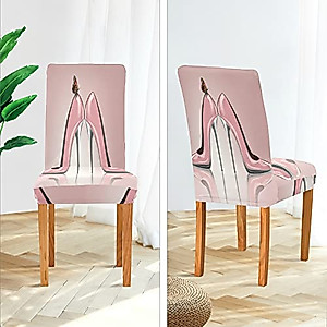 xigua Elegant Pink High Heels Chair Covers Protector 4PCS for Dining Room,Chair Slipcover Washable Removable for Kitchen,Hotel,Restaurant,Wedding