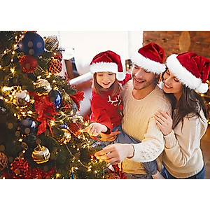 Christmas Hat Red Velvet Santa Hat Double-layer thickening Warm Comfort Unisex Holiday Xmas Hats for New Year Festive Party (Red Adults Santa Hat 1 PCS, Adults)