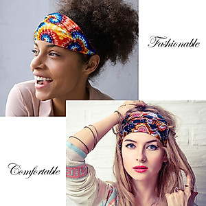 8 Pieces African Headband Stretchy Boho Print Headband Yoga Sports Workout Wide Headwrap Elastic Twisted Knot Turban Hairband for Women Girls Hair Accessories