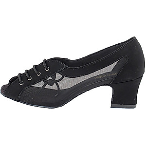 Womens Ballroom Dance Shoes Party Salsa Practice Dance Shoes Black Nubuck 1644EB Comfortable - Very Fine 2" Heel 8.5 M US [Bundle of 5]