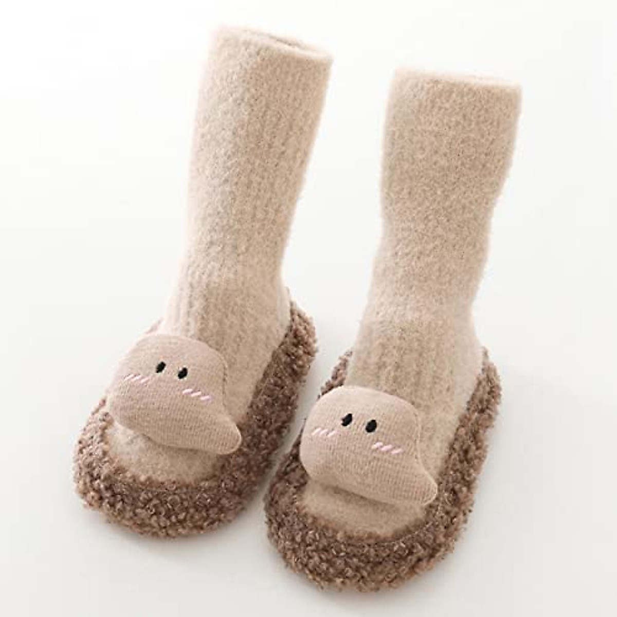 Lykmera Autumn Winter Children Toddler Boys Girls Socks Shoes Non Slip Plush Warm Comfortable Cartoon Socks Shoes Slippers (B, 6-12 Months)