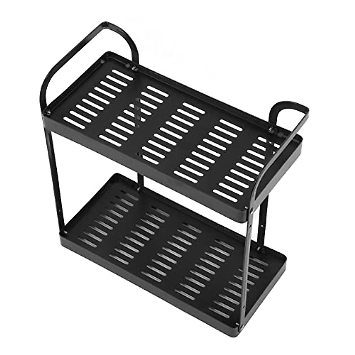 Kitchen Storage Rack, Space Saving Shower Rack Home Decoration Rustproof Carbon Steel Beech 2 Layer Sturdy Structure for Room