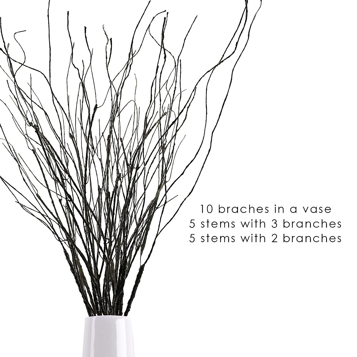 Ruidazon 10Pcs 30.7" Curly Willow Branches, Artificial Flowers Twigs Decorative Sticks Stem, Dry Bendable Tree Branches for DIY Craft Home Room Wedding Floor Vase Garden Farmhouse Decor